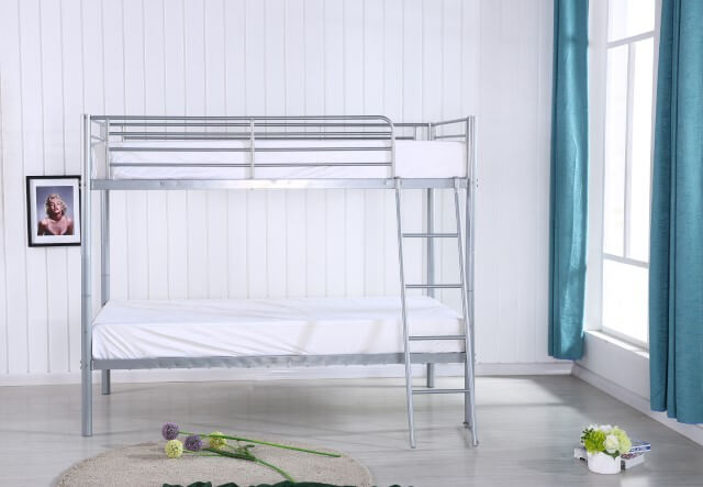 Himley Bunk Bed Silver – Modern Metal Frame, Converts to Two Beds ...