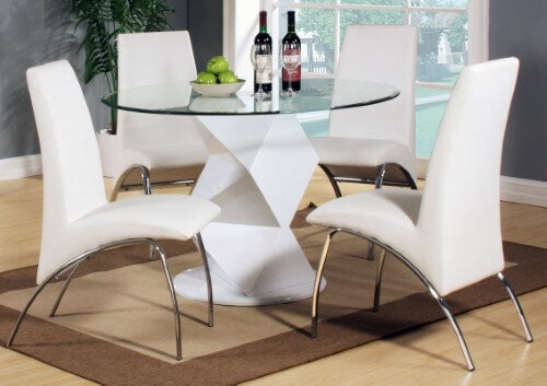 Rowley White High Gloss Dining Set with 4 Chairs – InterDesign Boutique