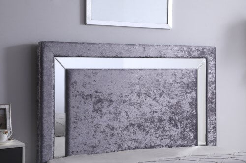 Augustina Crushed Velvet King Size Bed Silver with Mirror – InterDesign ...