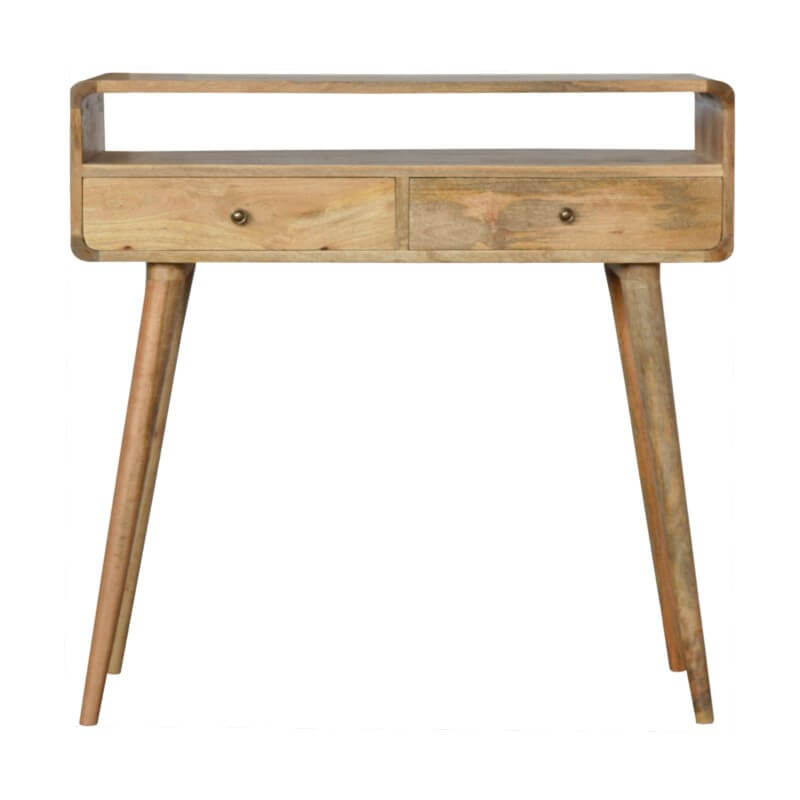 Curved Oak-ish Console Table - InterDesign Boutique - Living Room